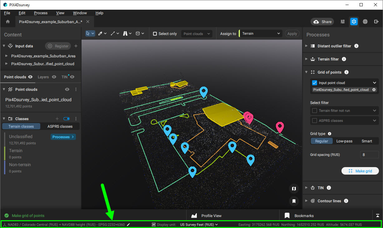Status bar - PIX4Dsurvey